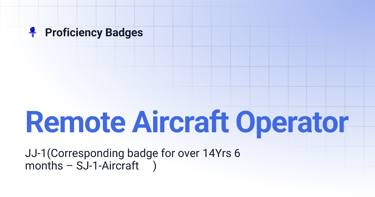 Remote Aircraft Operator | Proficiency Badges
